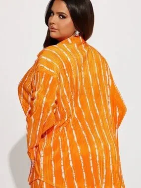 Fashion Nova | Swim | Plus Size Orange Striped Swim Coverup Set | Poshmark